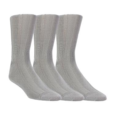Ribbed Classic 3-Pack - Silver - ACCESSORIES - Socks - stacyadams.com