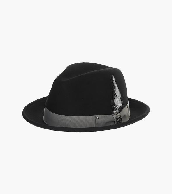 Riven Fedora Wool Felt Pinch Front Hat Men’s Hats | Stacyadams.com