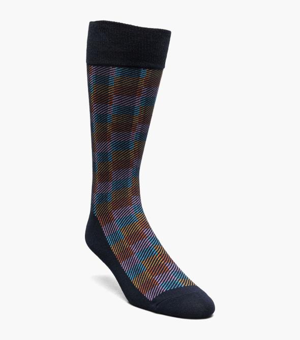 Checked Herringbone Men's Crew Dress Sock Men’s Socks | Stacyadams.com