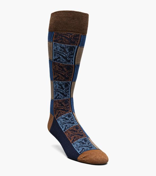 Checkered Paisley Men's Crew Dress Sock Men’s Socks | Stacyadams.com