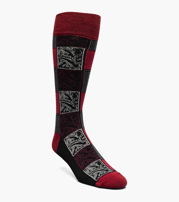 Checkered Paisley Men's Crew Dress Sock Men’s Socks | Stacyadams.com