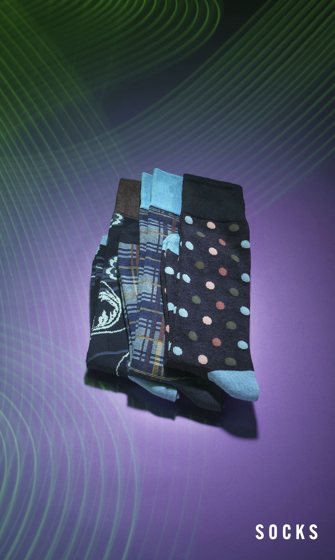 Men's Socks category. Image features a variety of socks.